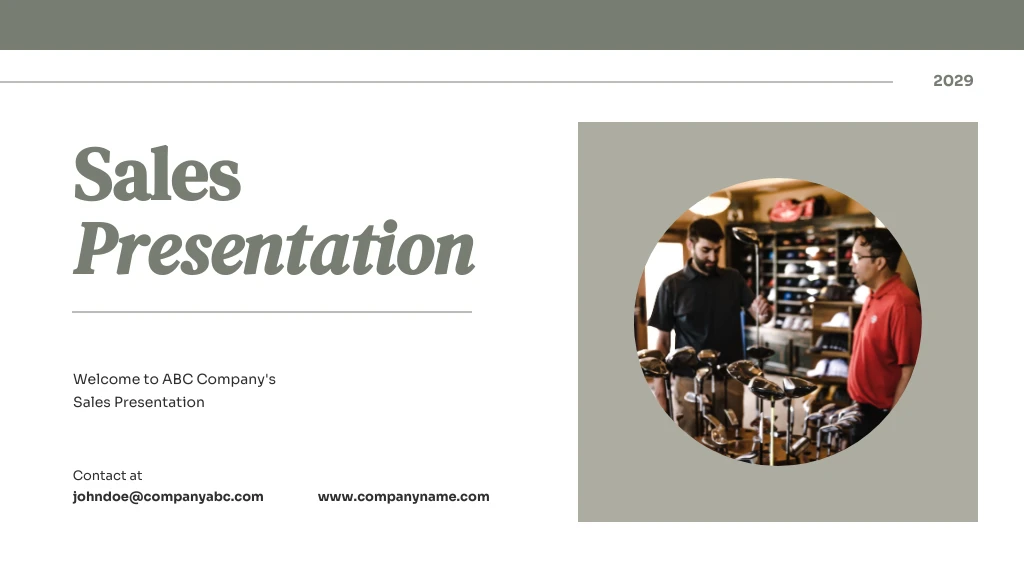 White Simple Sales Presentation Template - Venngage