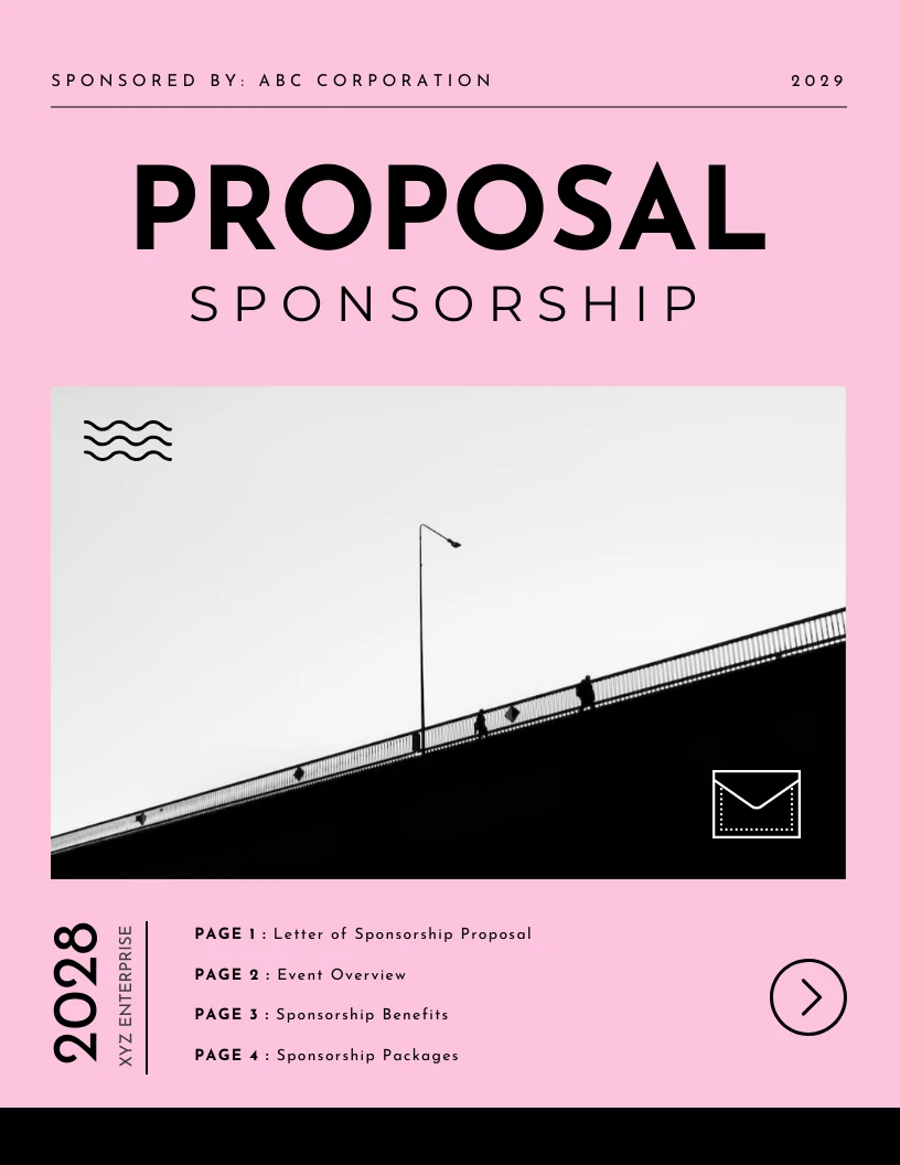 Black & Pink Color Simple Sponsorship Proposal Template - Venngage
