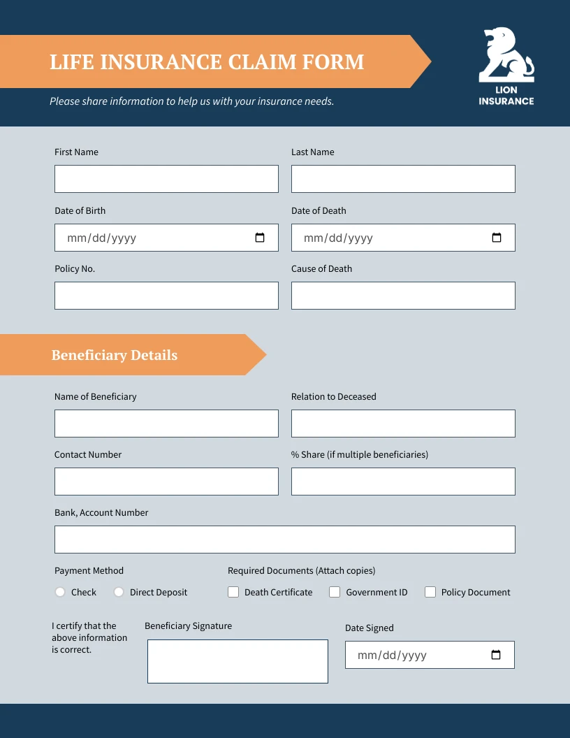 Fiord Motorcycle Insurance Form Template - Venngage