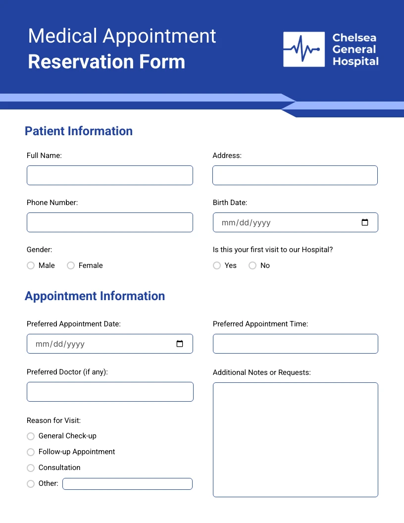 Facility Reservation Room Form Template - Venngage