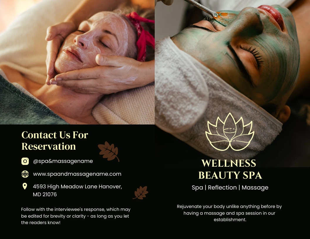 Black Yellow Beauty Spa Brochure Template - Venngage