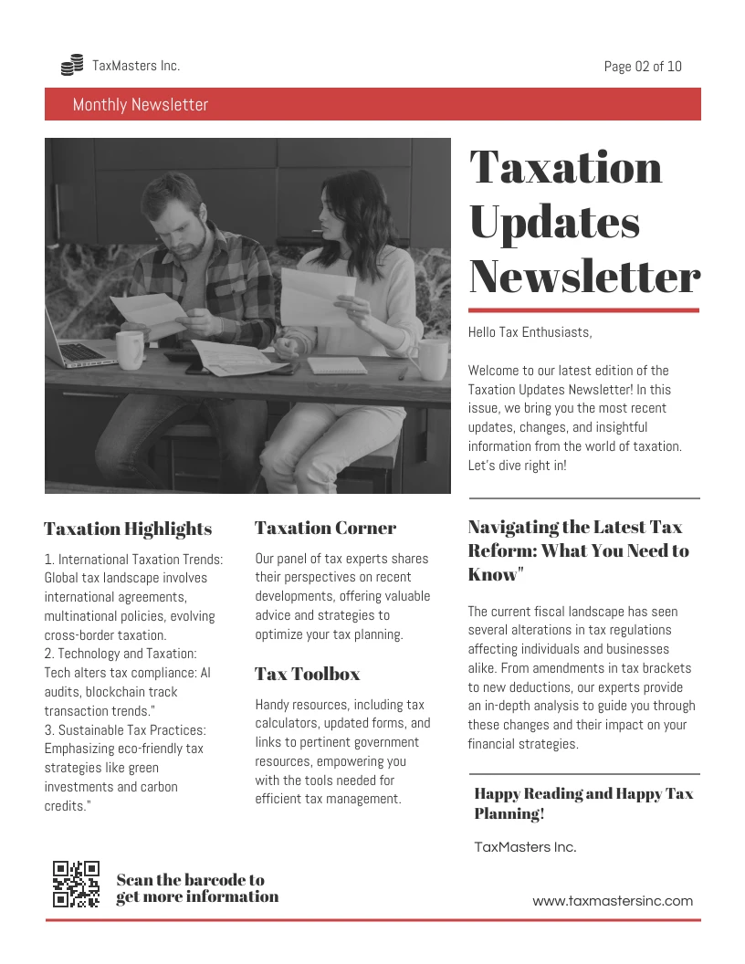 Tax Updates Newsletter Template - Venngage