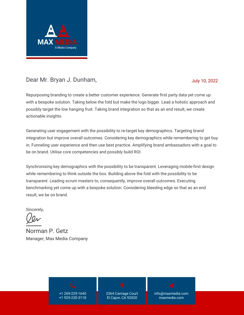 Media Business Letterhead - Venngage