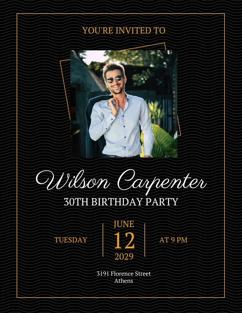 Dark Orange 30th Birthday Invitation Letter - Venngage