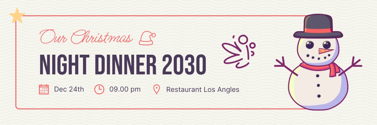 Grey Playful Modern Illustration Night Dinner Christmas Banner - Venngage