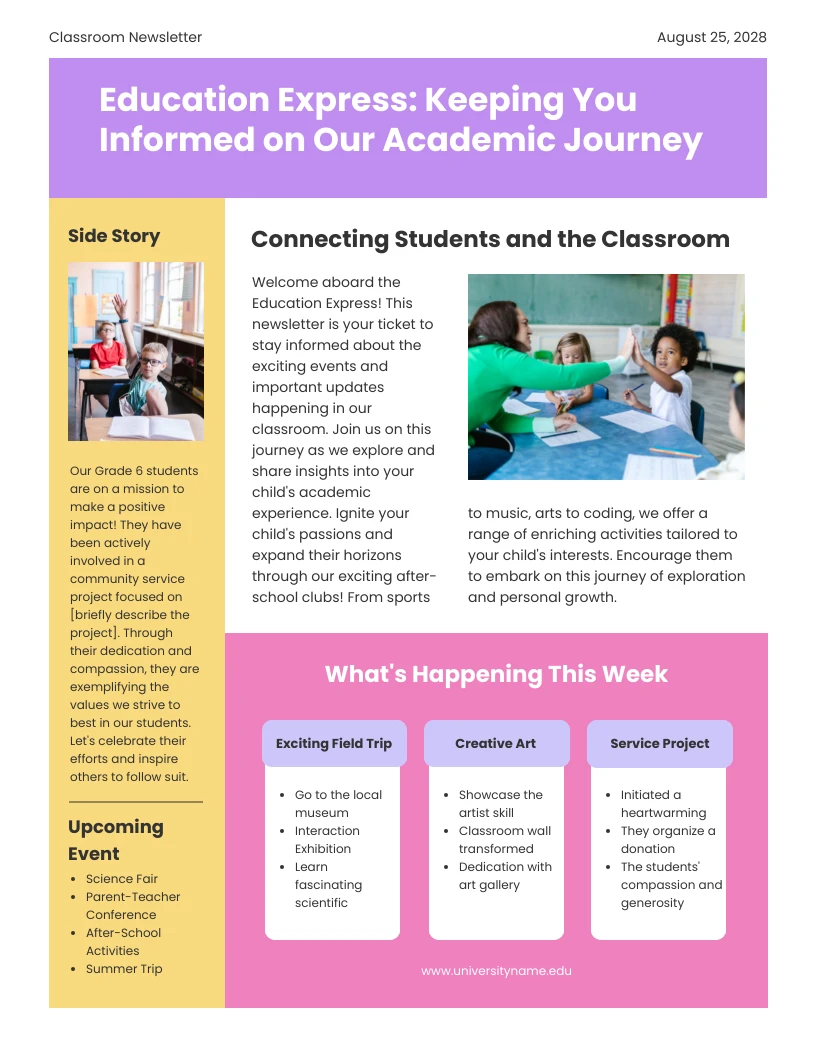 Candy Fun Color Classroom Newsletter Template - Venngage