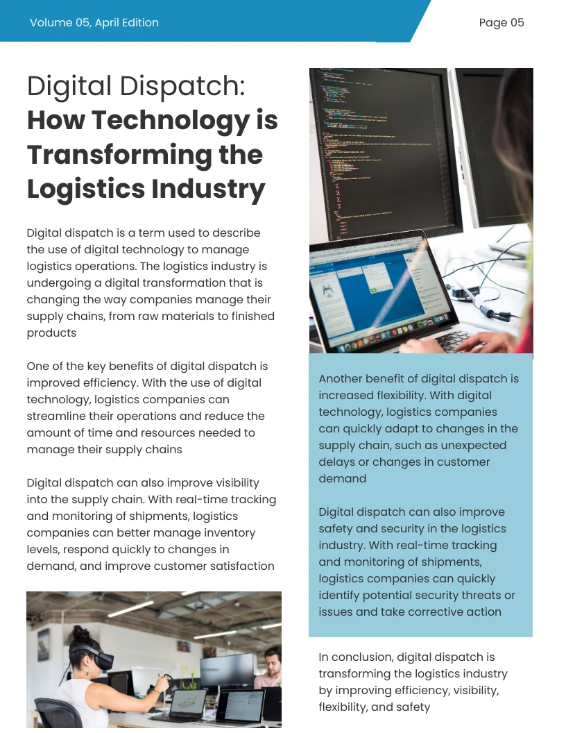 Blue Digital Dispatch Newsletter Template - Venngage