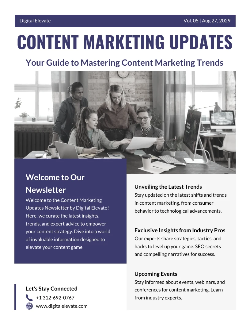 Content Marketing Updates Newsletter Template - Venngage