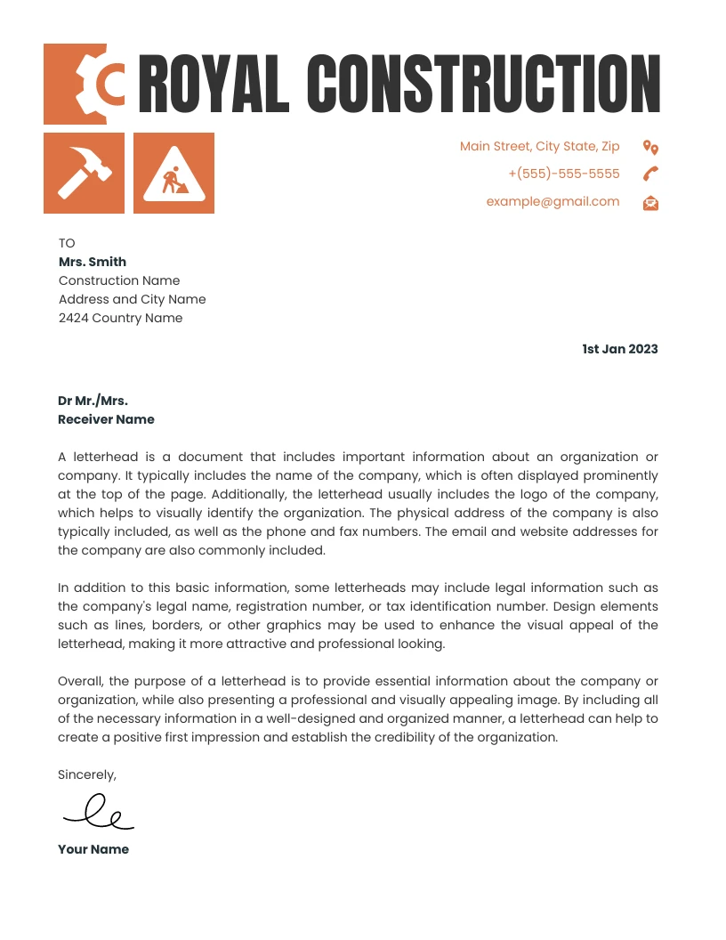 White And Brown Modern Clean Construction Letterhead Template - Venngage