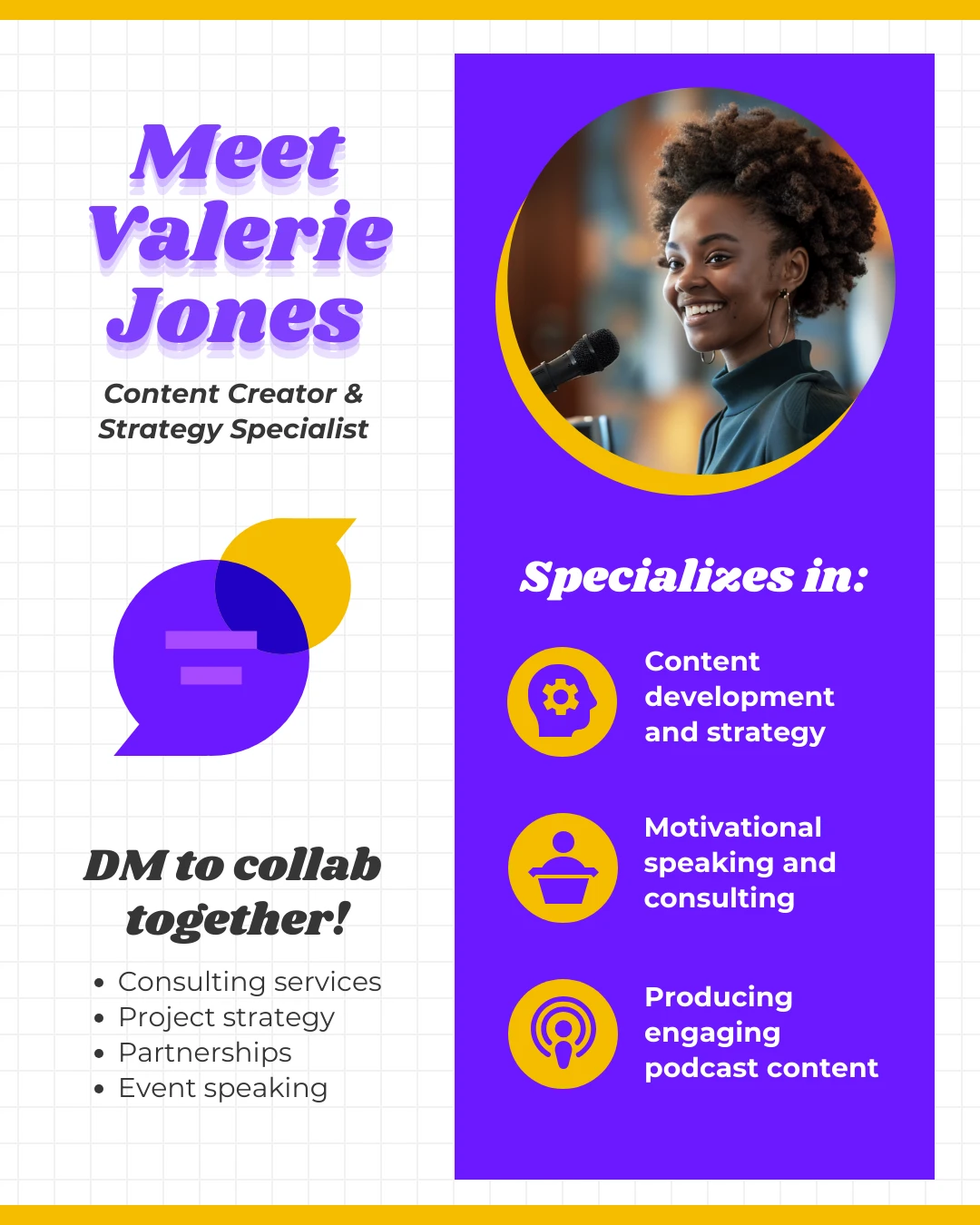 LinkedIn Profile Summary Template for Content Creators - Venngage