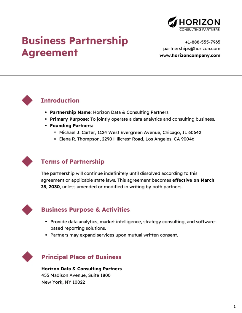 Partnership Charter Template