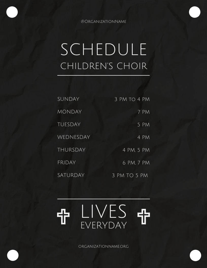 Black and White Schedule for Church Children Choir Flyer Template ...