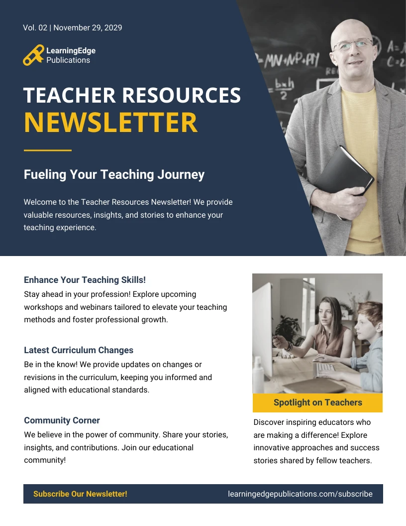 Teacher Resources Newsletter Template - Venngage
