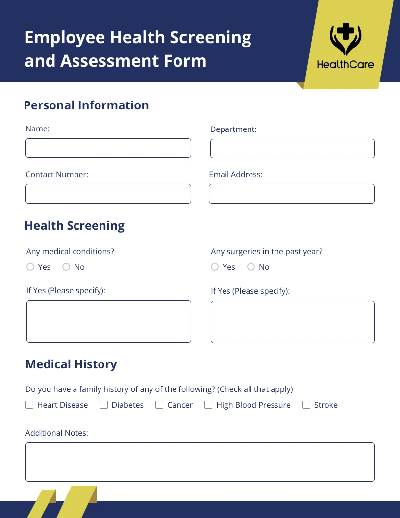 Blue and Yellow Simple Health Forms - Venngage