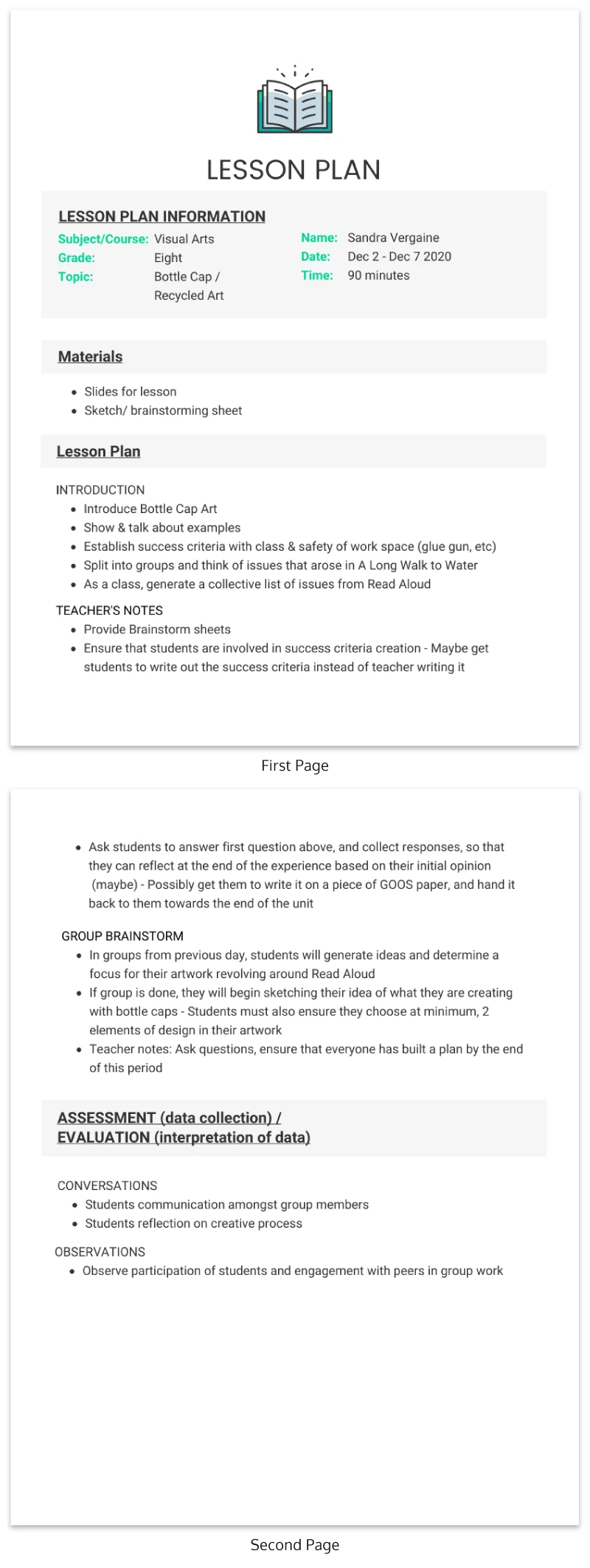 Simple Lesson Plan - Venngage
