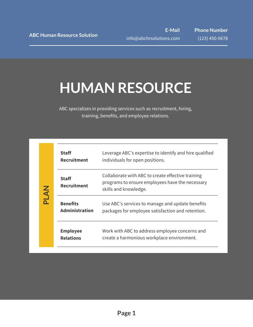 Blue Yellow Resource Plan Template - Venngage