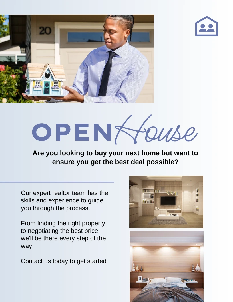 Botticelli Open House Flyer Template - Venngage