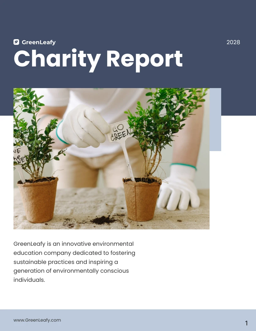 Light Blue Green Charity Report Template - Venngage