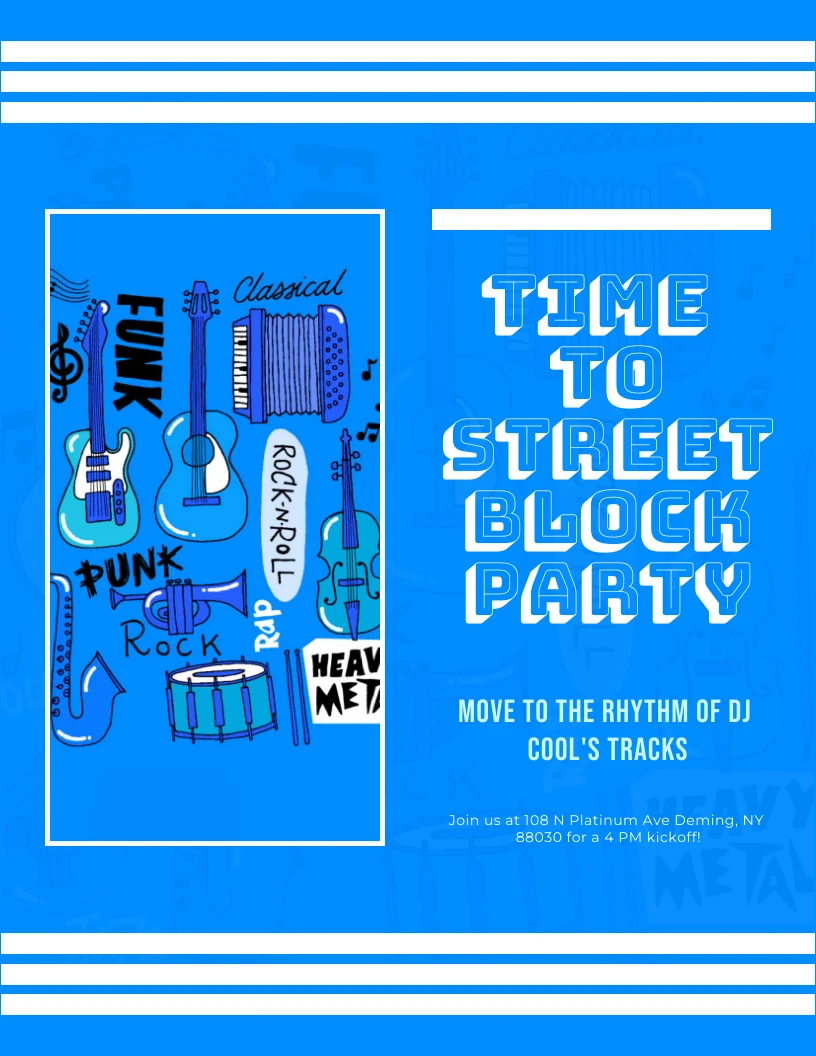 Blue Playful Block Party Poster - Venngage