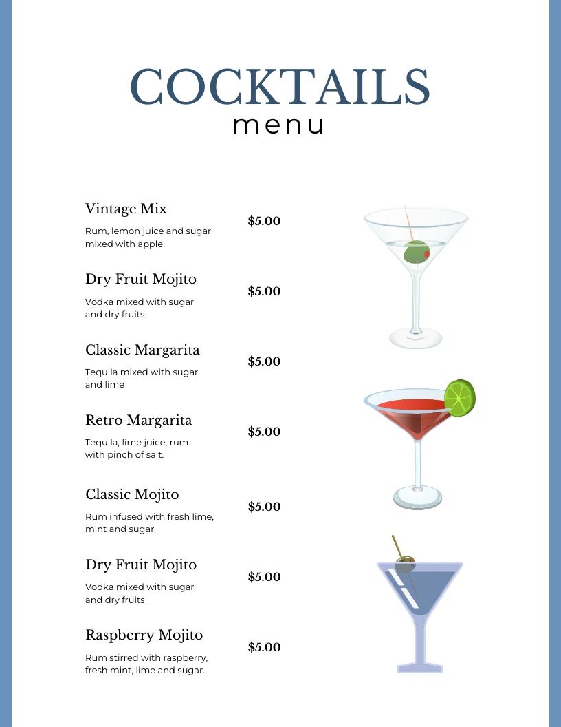 Simple Drink Menu