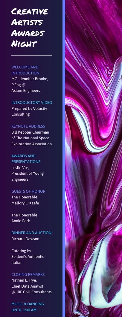 Arts Awards Event Program Template - Venngage