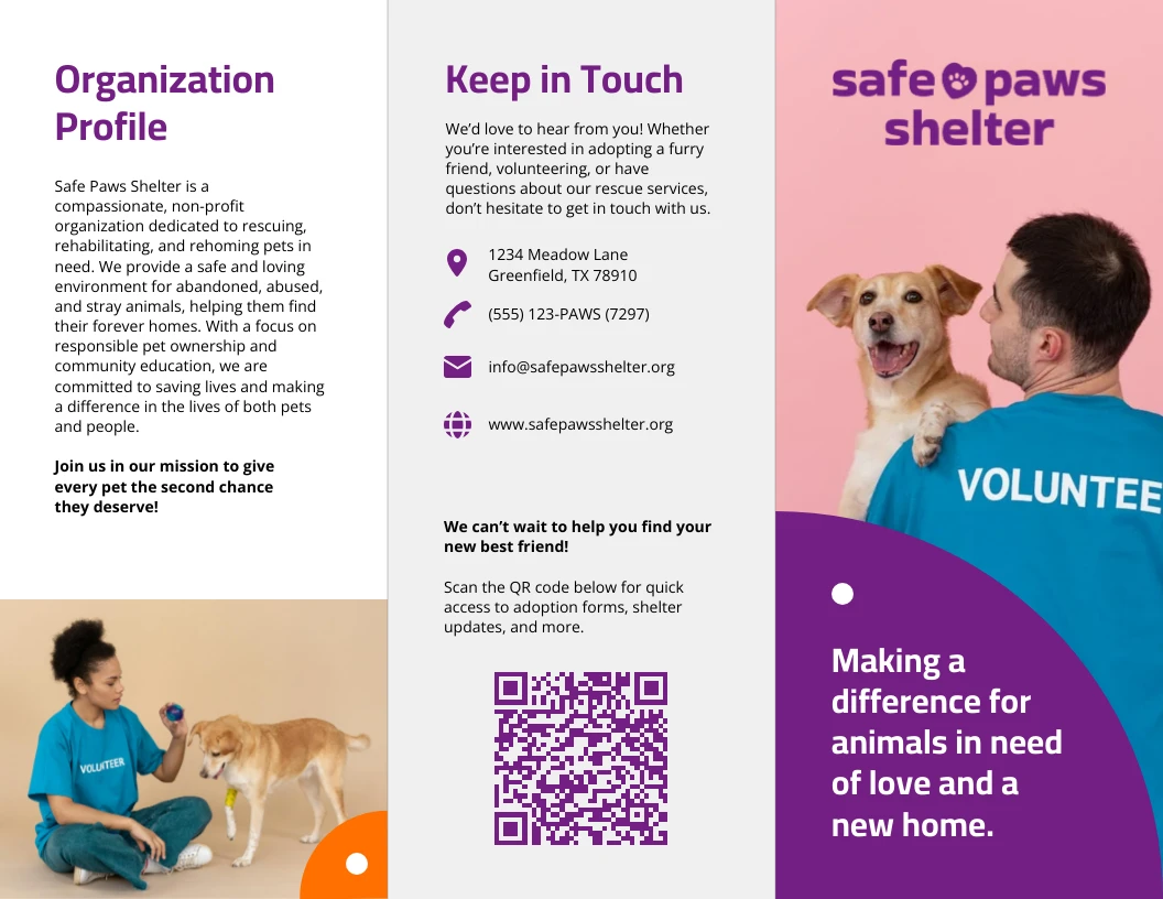 Pet Adoption & Rescue Services Brochure Template - Venngage