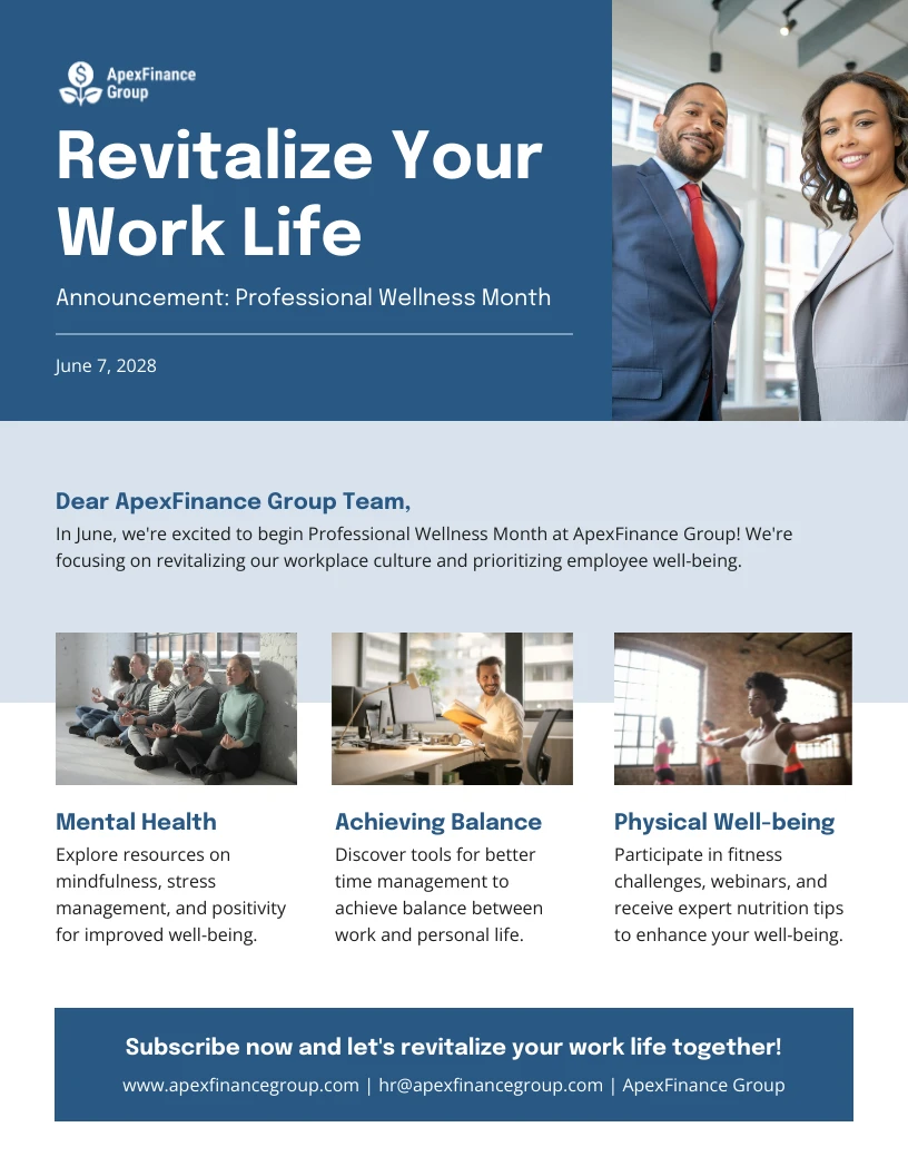 Revitalize Employee Wellness Email Newsletter Template - Venngage
