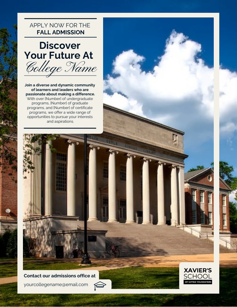 Simple College Admission Poster Template - Venngage