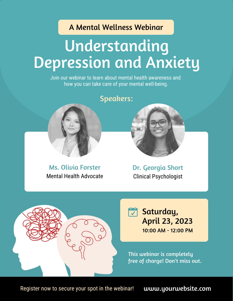 Blue-green Mental Health Webinar Event Poster - Venngage