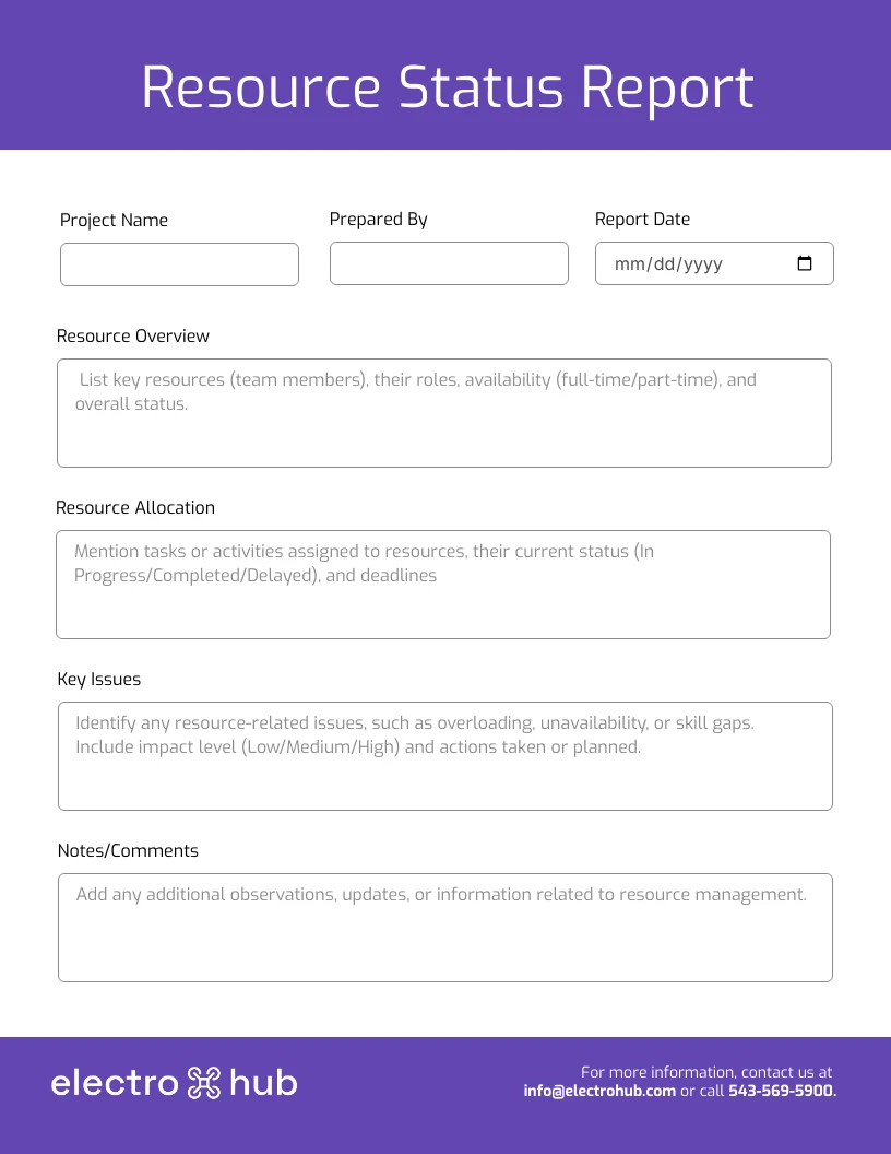 Blank Project Status Report Template - Venngage