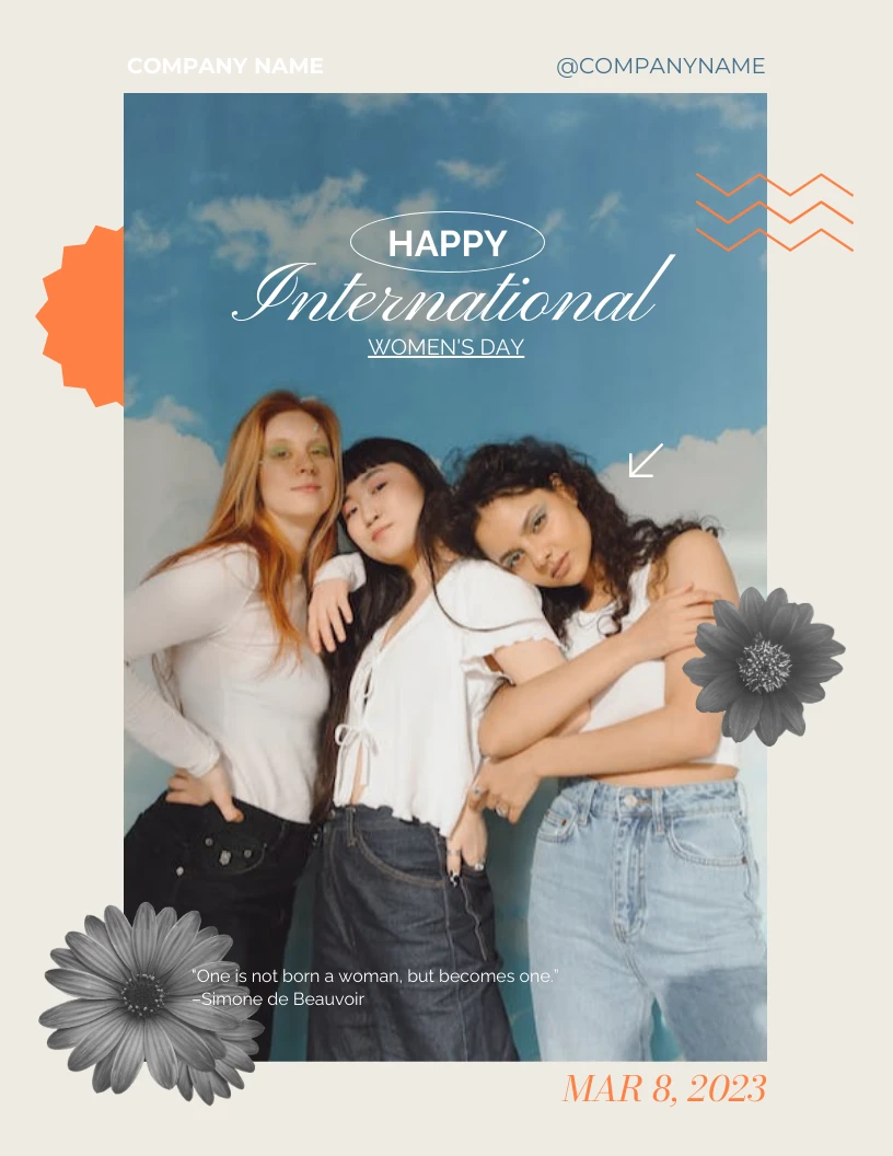 Beige and Orange Woman Day Quotes Poster - Venngage