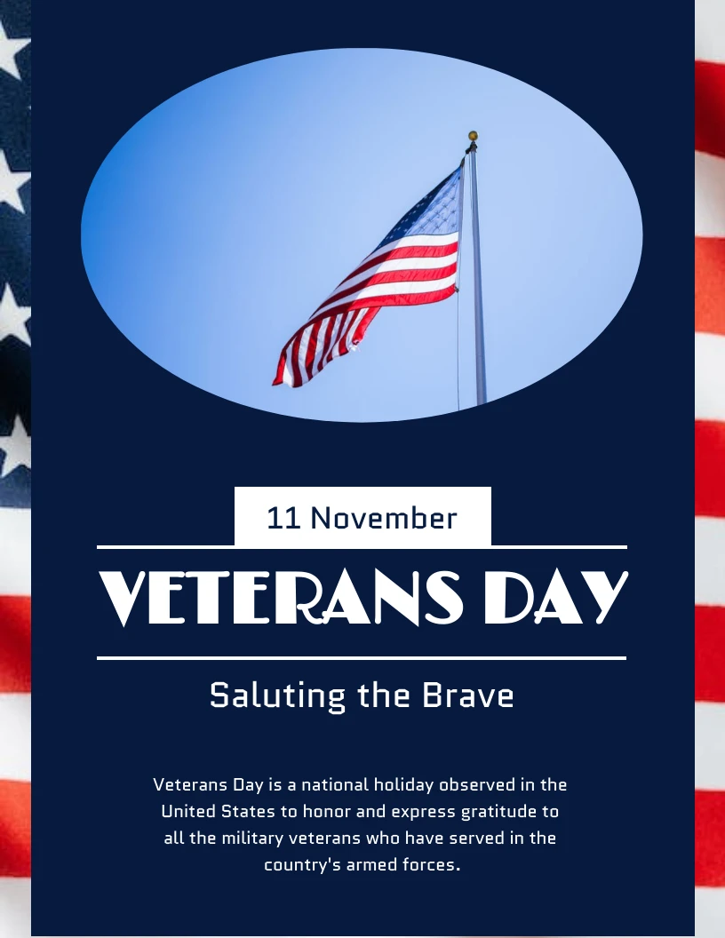 Blue Navy Veterans Day Poster - Venngage