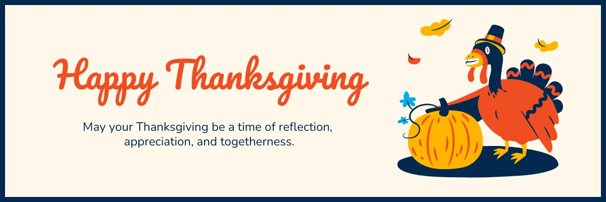 Navy And Beige Simple Happy Thanksgiving Banner - Venngage