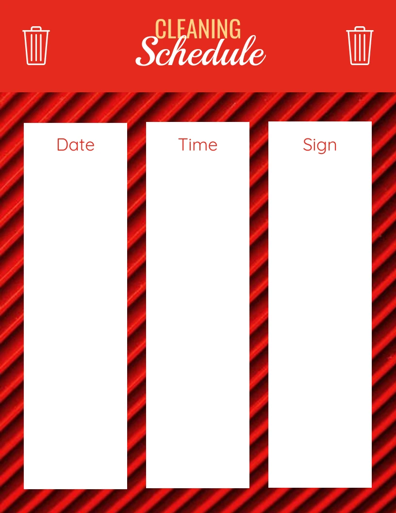 Red Modern Pattern Cleaning Schedule Template - Venngage