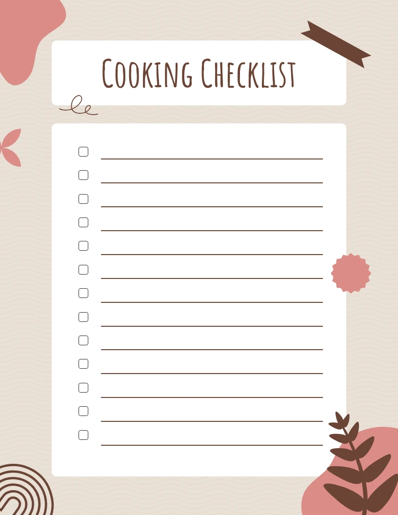 Pink Cream Cooking Recipe Checklist Template - Venngage