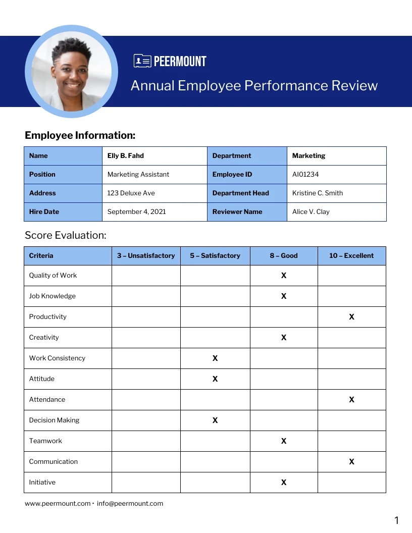 Annual Employee Work Performance Review Template - Venngage