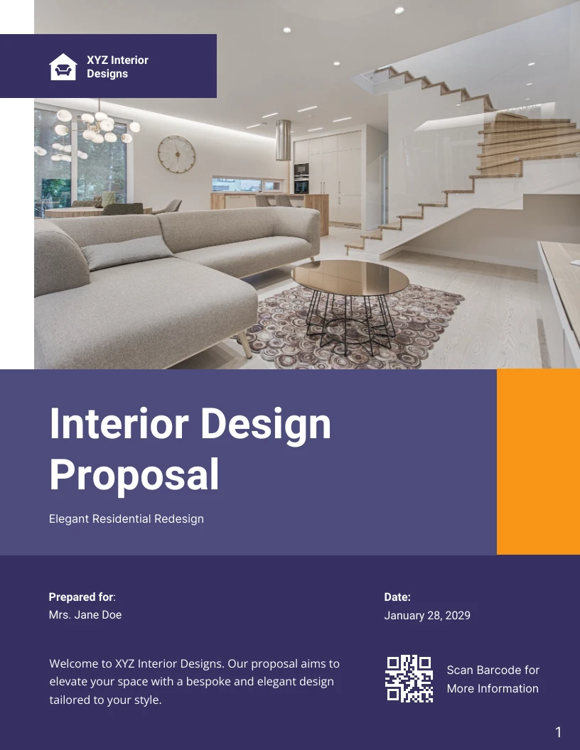 Residential Redesign Interior Design Proposal Template - Venngage