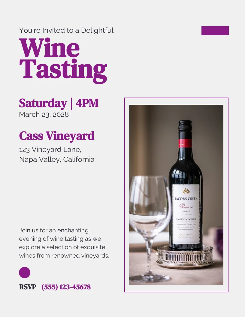 Yellow Purple Wine Tasting Invitation - Venngage