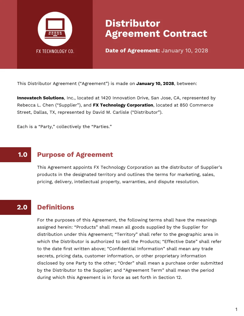 Distributor Contract Template - Venngage