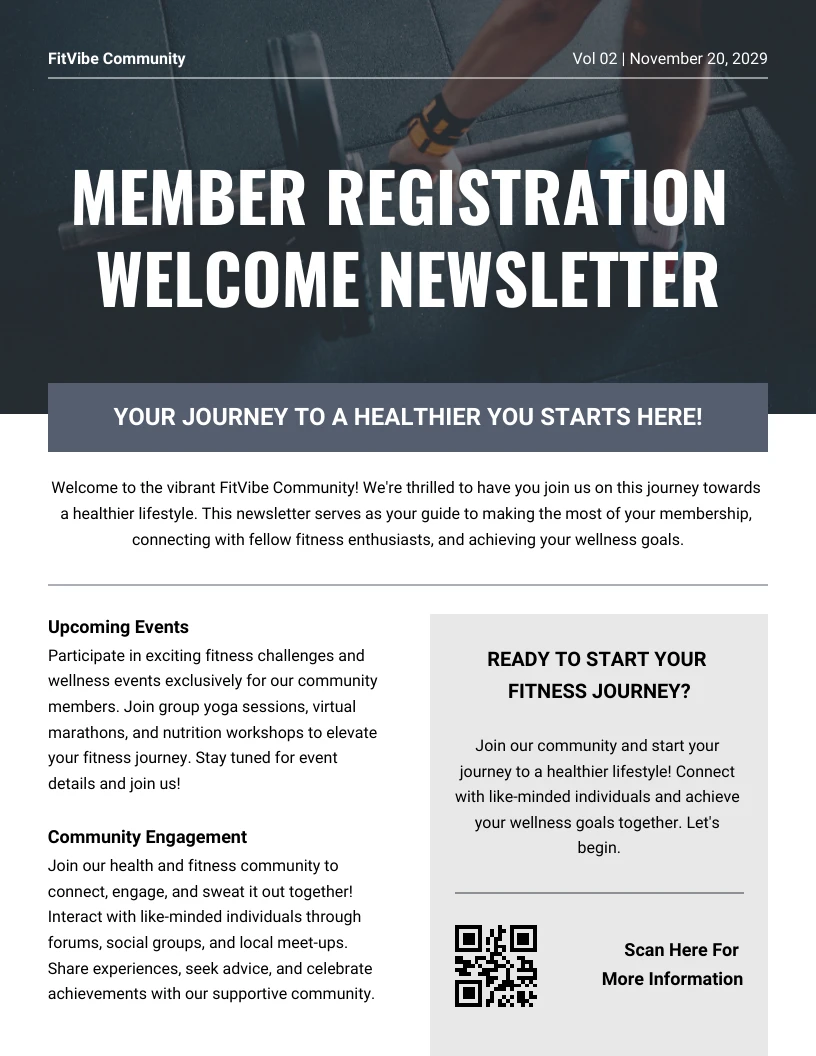 Member Registration Welcome Offer Newsletter Template - Venngage