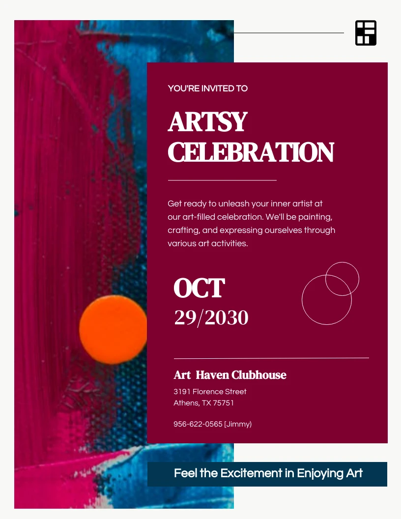 Simple Black And Dark Red Clean Art Party Invitation - Venngage
