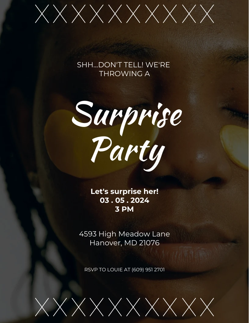 Black Minimalist Surprise Party Invitation - Venngage