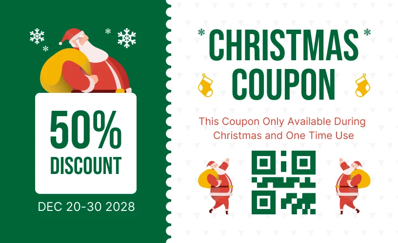 Dark Green And White Modern Illustration Christmas Coupons - Venngage
