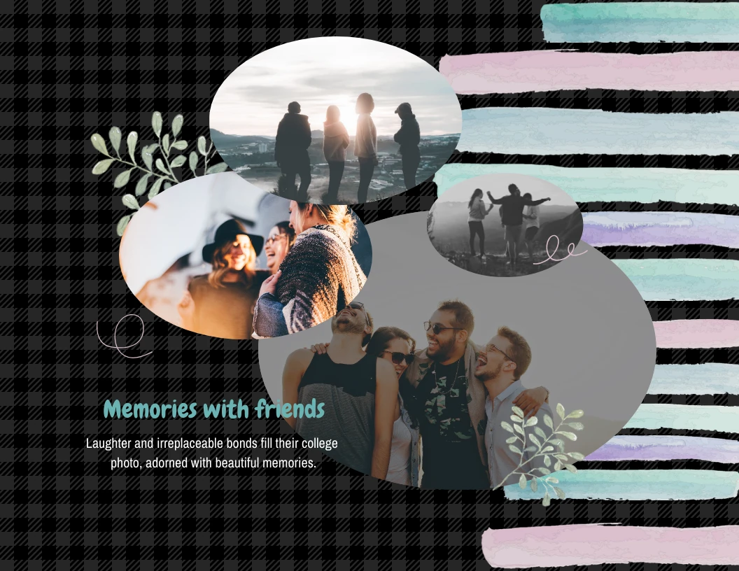 Black And Green Simple Ellipse Friend Collage Shape - Venngage