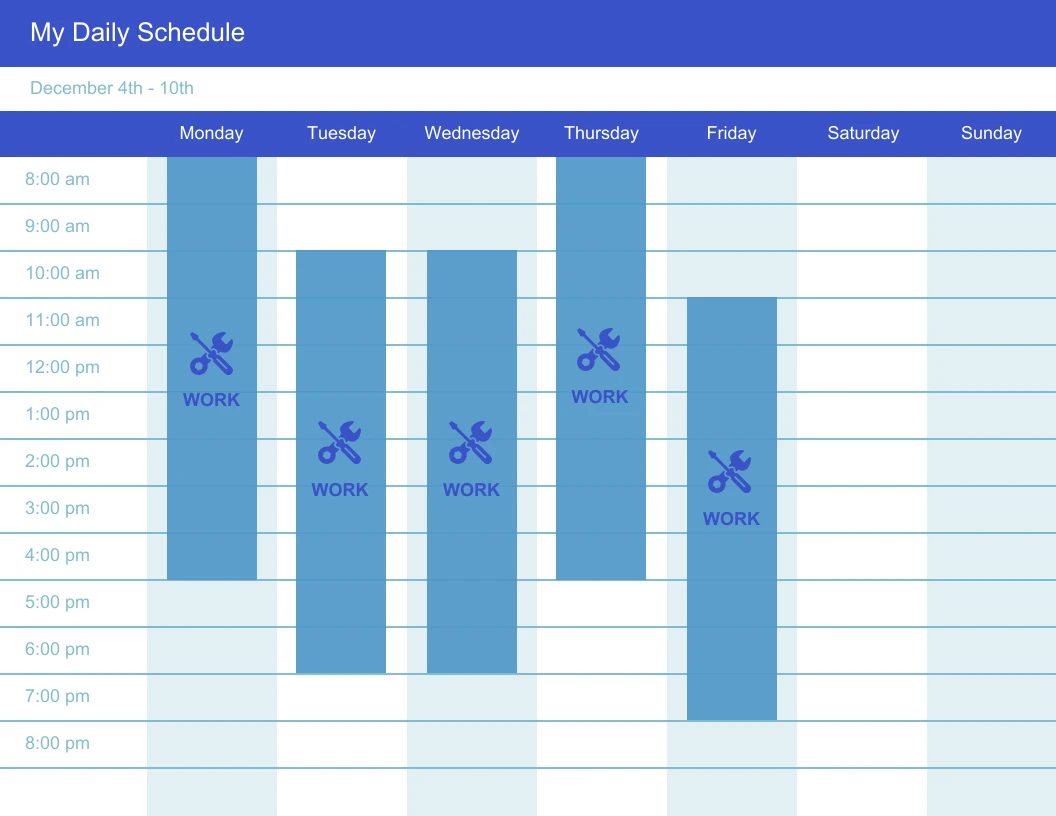 Weekly Schedule Timeline Infographic Template - Venngage