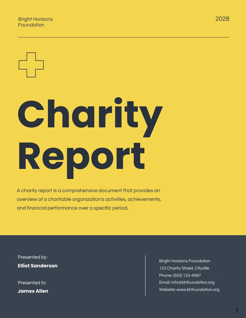 Yellow Charity Reports Template - Venngage