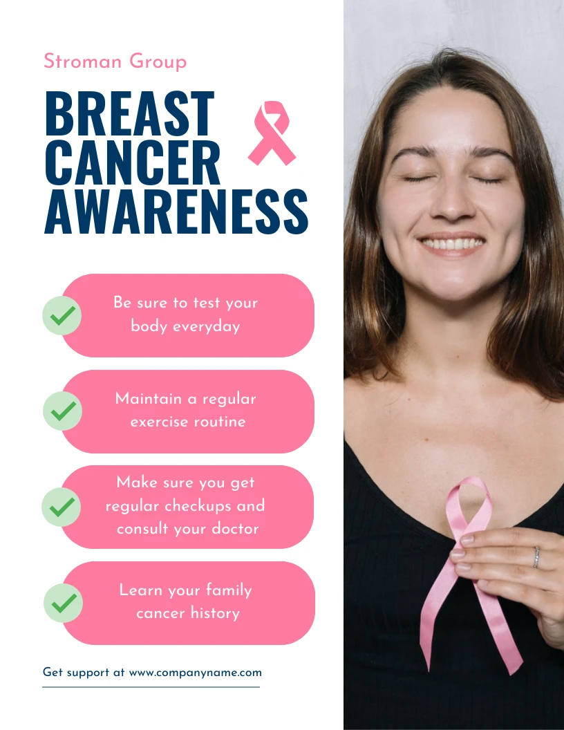 White And Pink Simple Breast Cancer Awareness Poster - Venngage