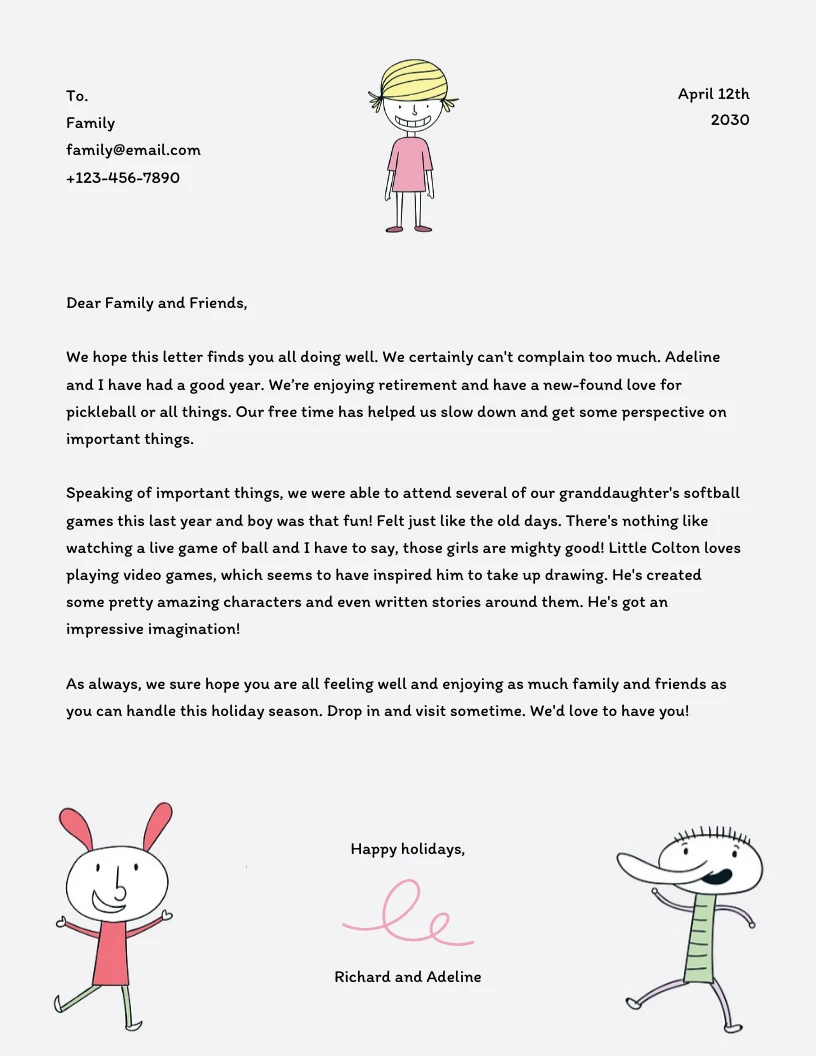 Grey Simple Cute Illustration Business Letterhead - Venngage