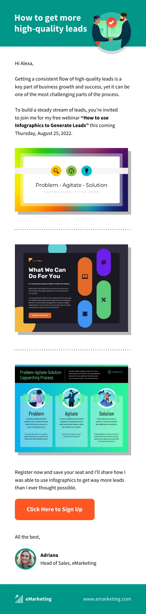 High Quality Leads Mobile Email Newsletter Template - Venngage