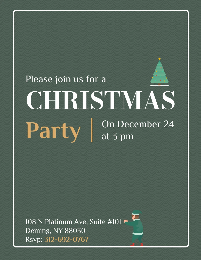 Elegant Gold Green Christmas Party Invite Venngage